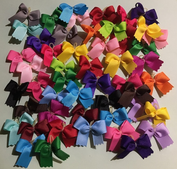 Small Dog Bows 50 Top Quality Grosgrain Ribbon Solid Colored - Etsy