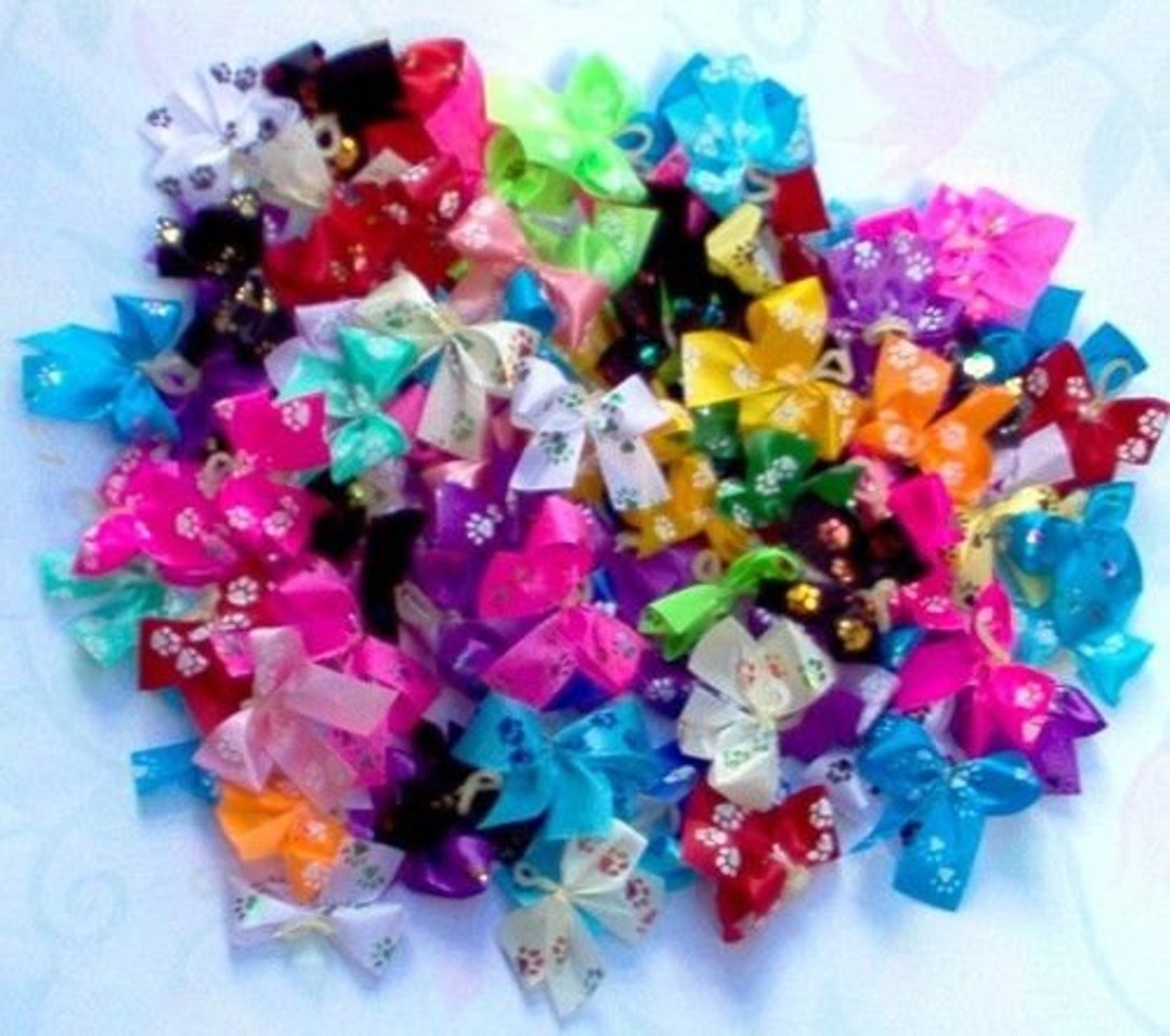 Dog Bows 50 Dog Grooming Bows That Are All Puppy Paw Prints! Yorkie ...
