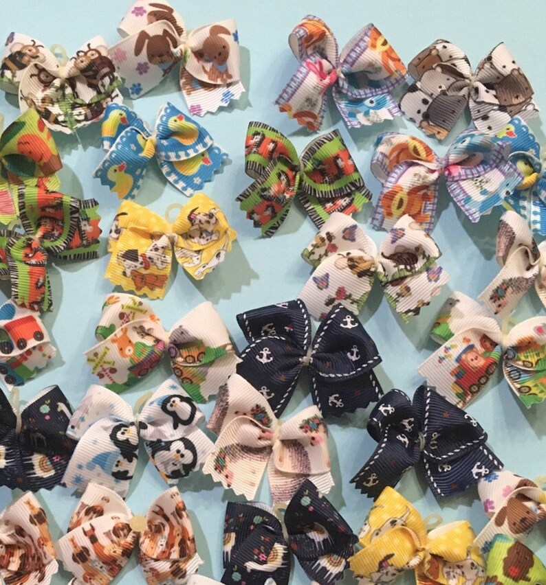 Small All BOY Print Dog Bows Male Dog Bows Grooming Bows Top | Etsy