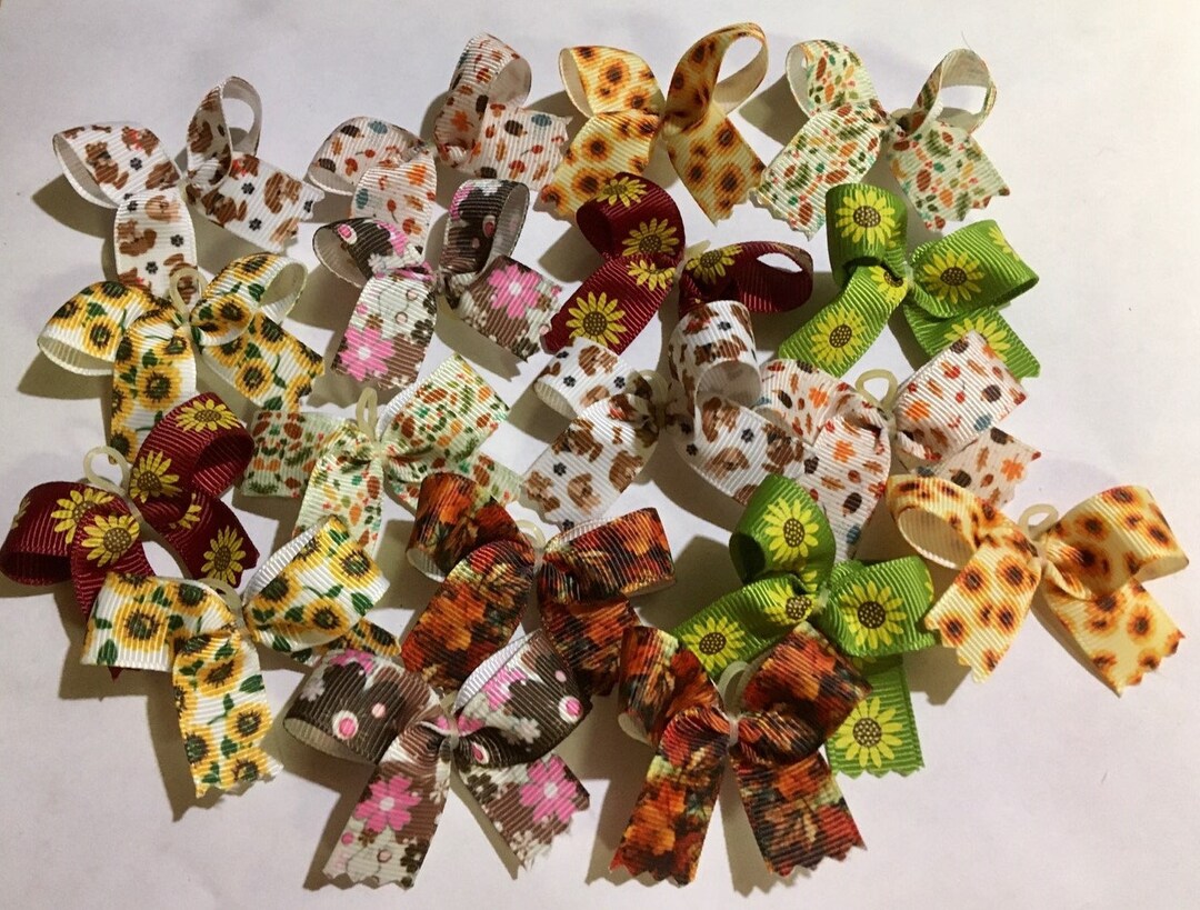 18 Small Fall Autumn Dog Bows Dog Grooming Bows Fall Dog Bows Top Knot ...