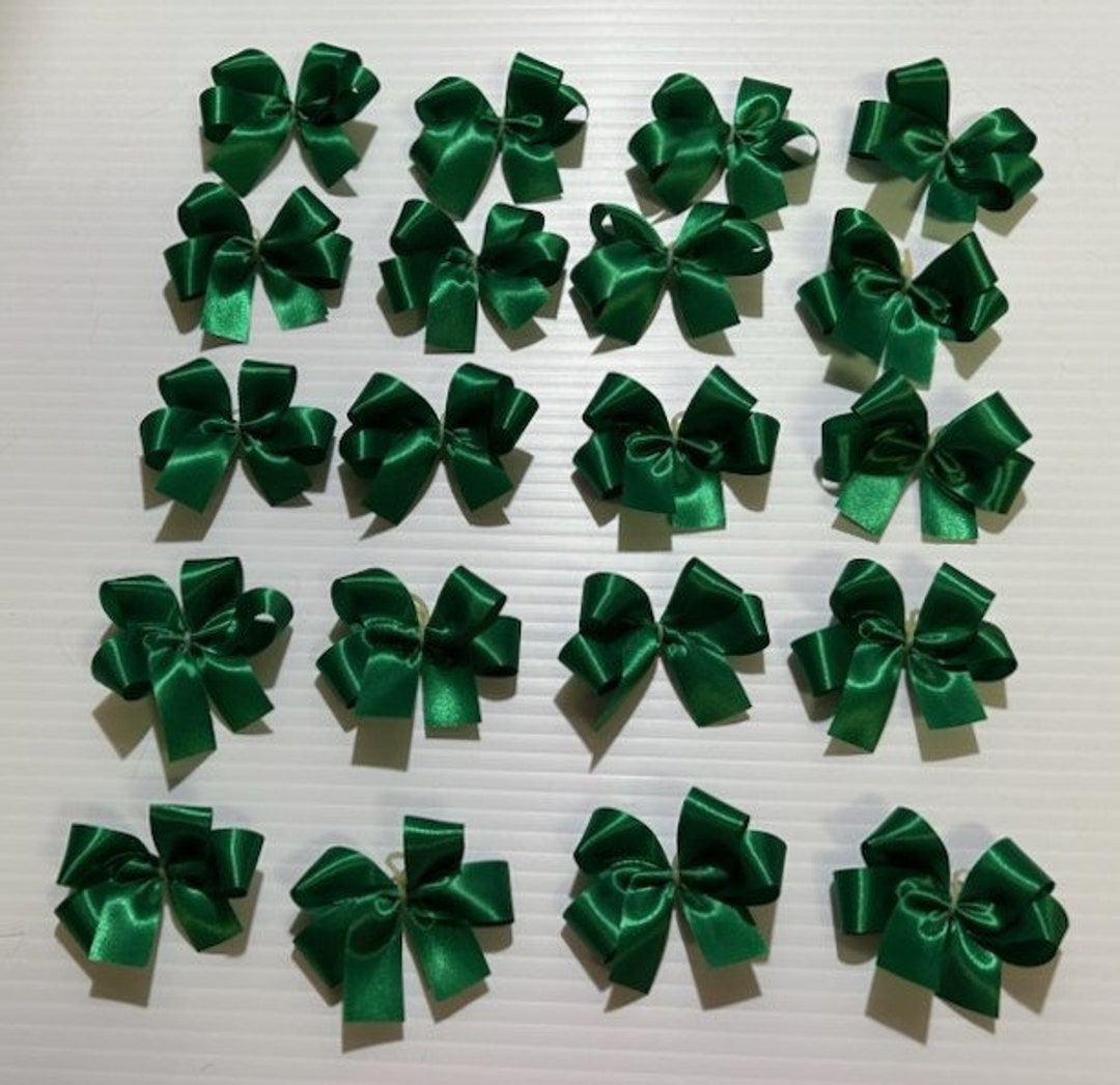 20 Medium Size Double Looped Satin GREEN Dog Bows Dog Grooming Bows Pet ...