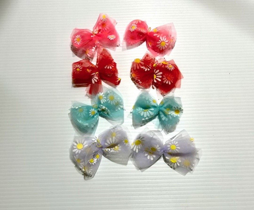 8 Large Tulle With Daisy Flowers Dog Bows Large Dog Bows - Etsy