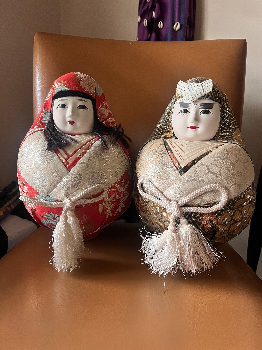 Vintage Japanese Hime Daruma Roly Poly Dolls Set of 2 Hand - Etsy