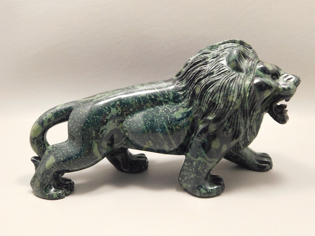 Lion Carving Kabamba Jasper 6 Inch Carved Gemstone Animal Figurine ...