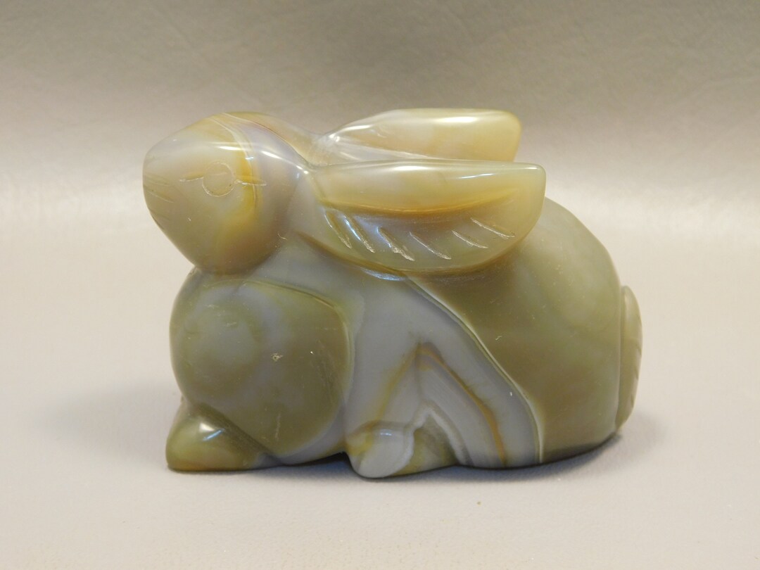 Rabbit Carving Gray Agate 3 Inch Carved Easter Bunny Animal - Etsy