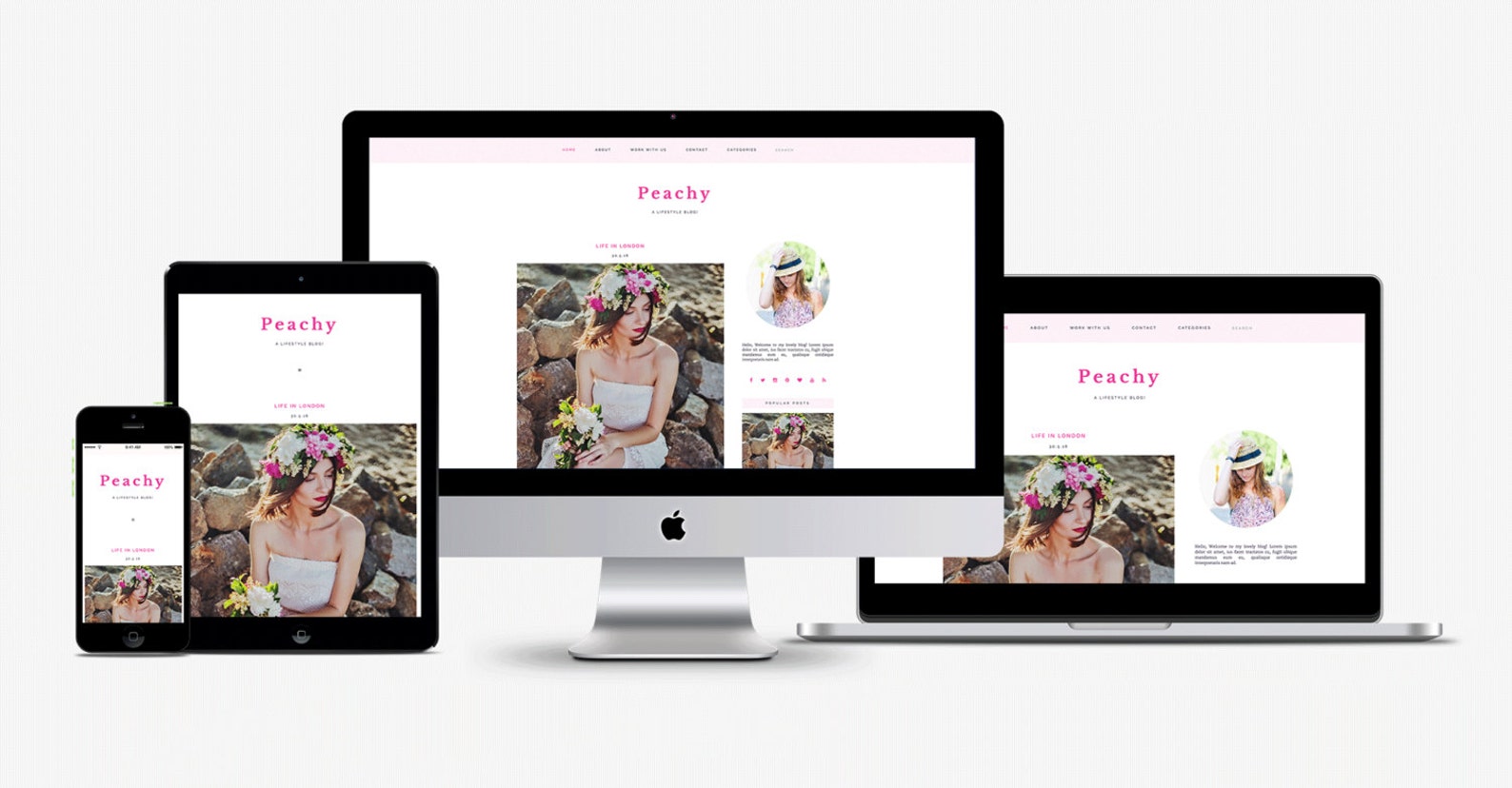 Premade Blogger Template | Responsive Blogger Blog Theme - Peachy ...