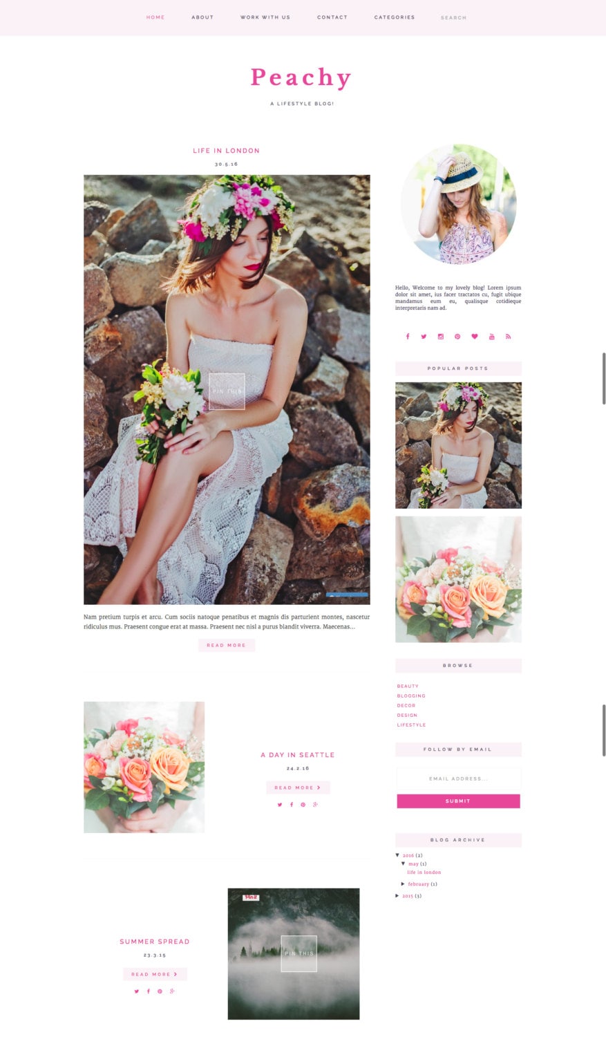 Premade Blogger Template | Responsive Blogger Blog Theme - Peachy ...