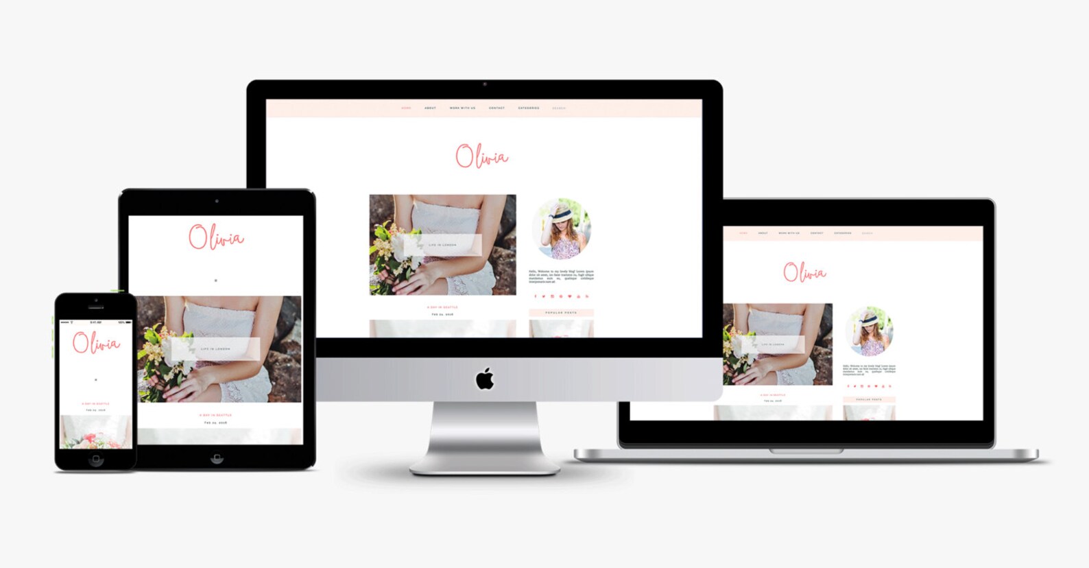 Premade Blogger Template | Responsive Blogger Blog Theme - Olivia ...