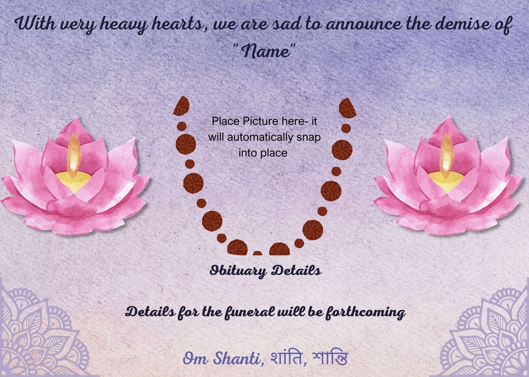 Hindu Funeral to Death Anniversary Announcements and Invitations ...