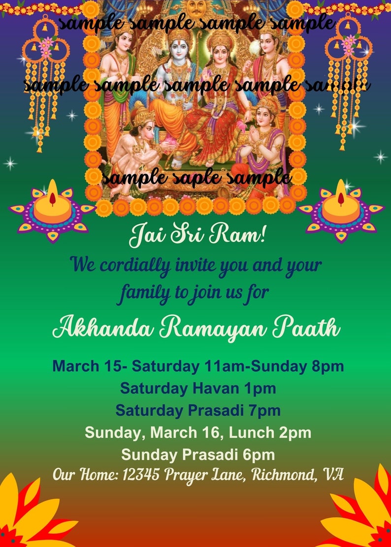 Ramayan Path Animated/video/virtual Invitation. Puja Ceremony Printable ...