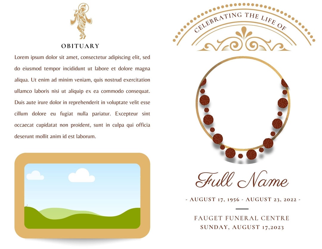 Minimalist Hindu Funeral Program Krishna Theme With Photo Inserts. Easy ...