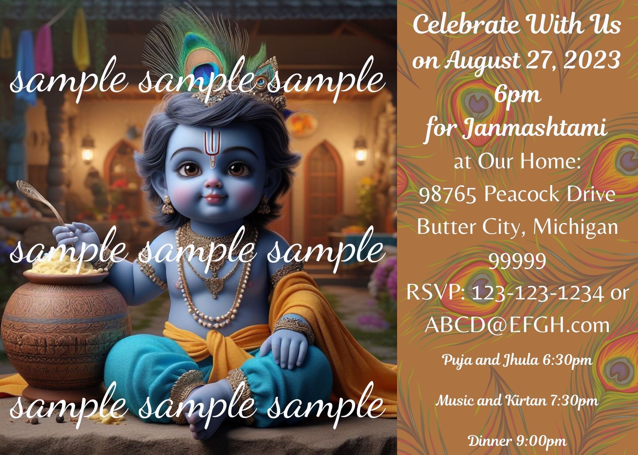 Krishna Virtual Invitation for Birthday, Rice Ceremony, Puja ...
