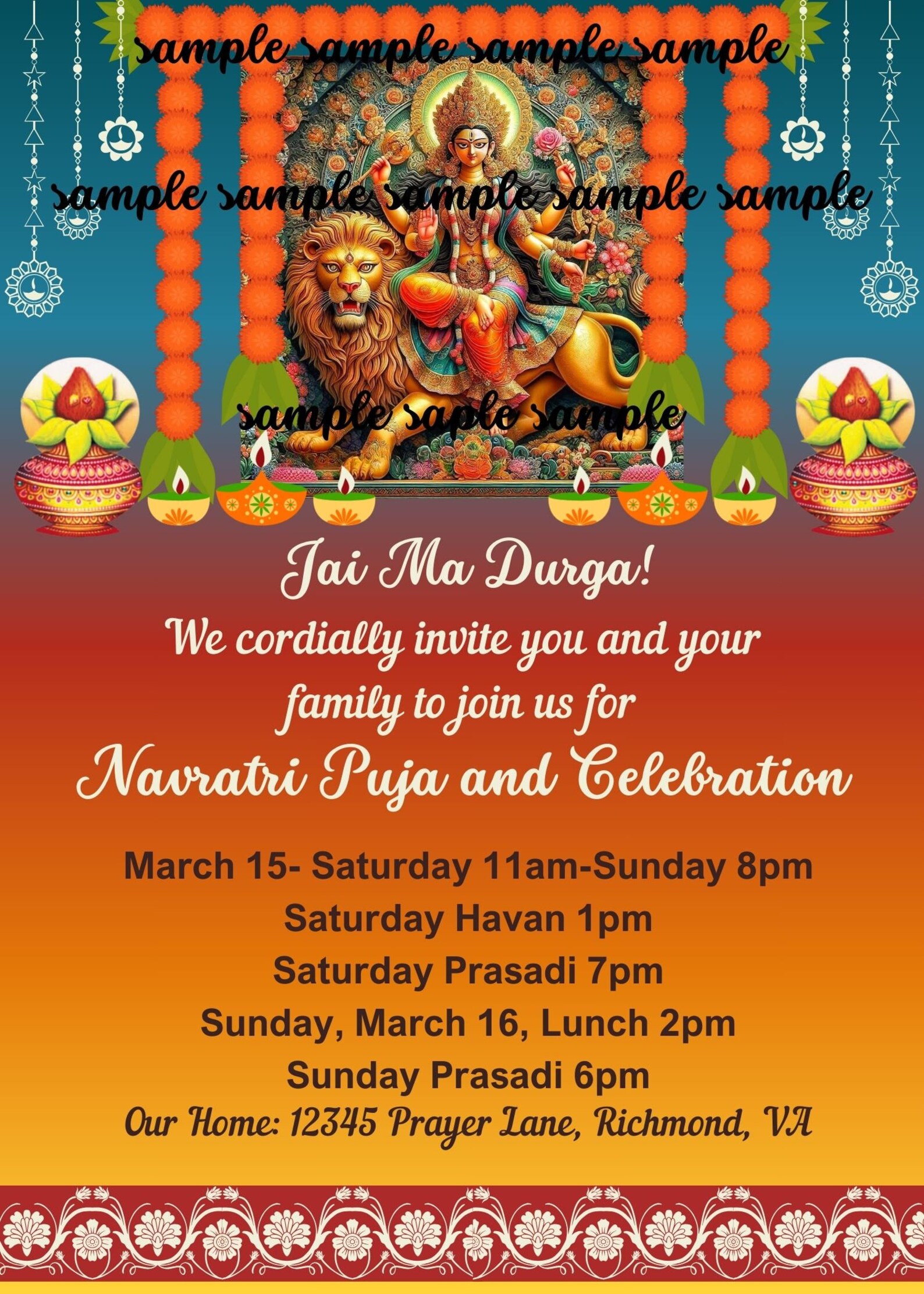 Navratri Celebration Puja, Durga Puja, Mata Ki Jagran Virtual ...