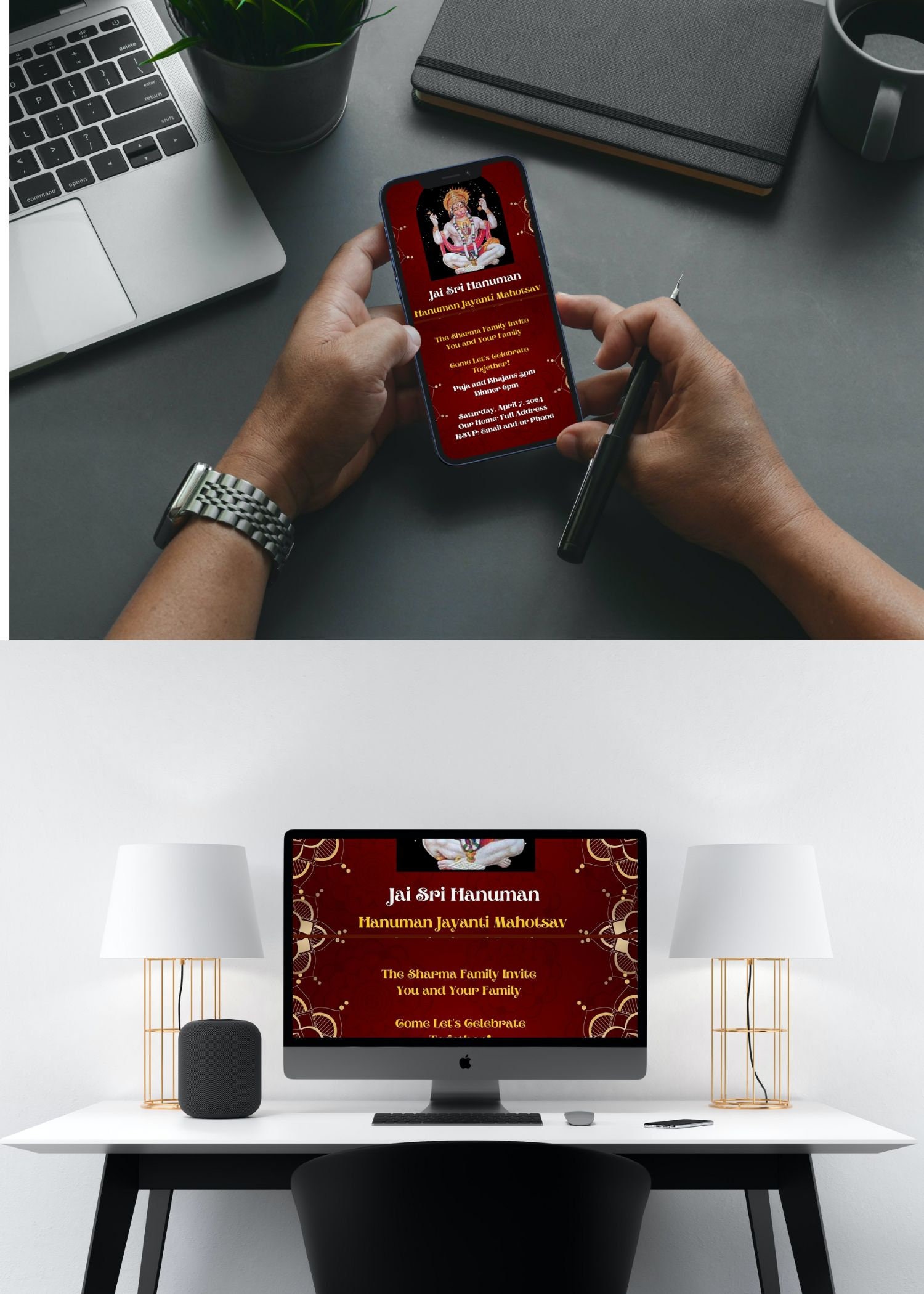 Hanuman Chalisa, Sunderkand Path Virtual Invitation. Easy to Edit ...