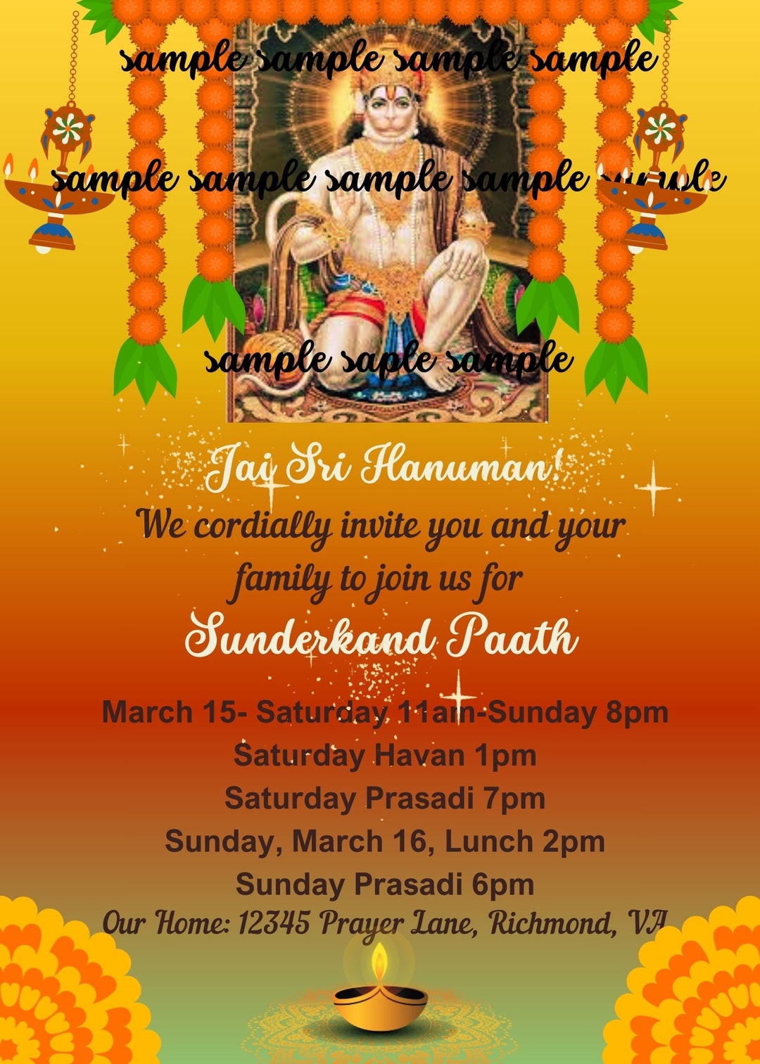 Hanuman Chalisa, Sunderkand Paath, Puja Ceremony Event- Video/animated ...