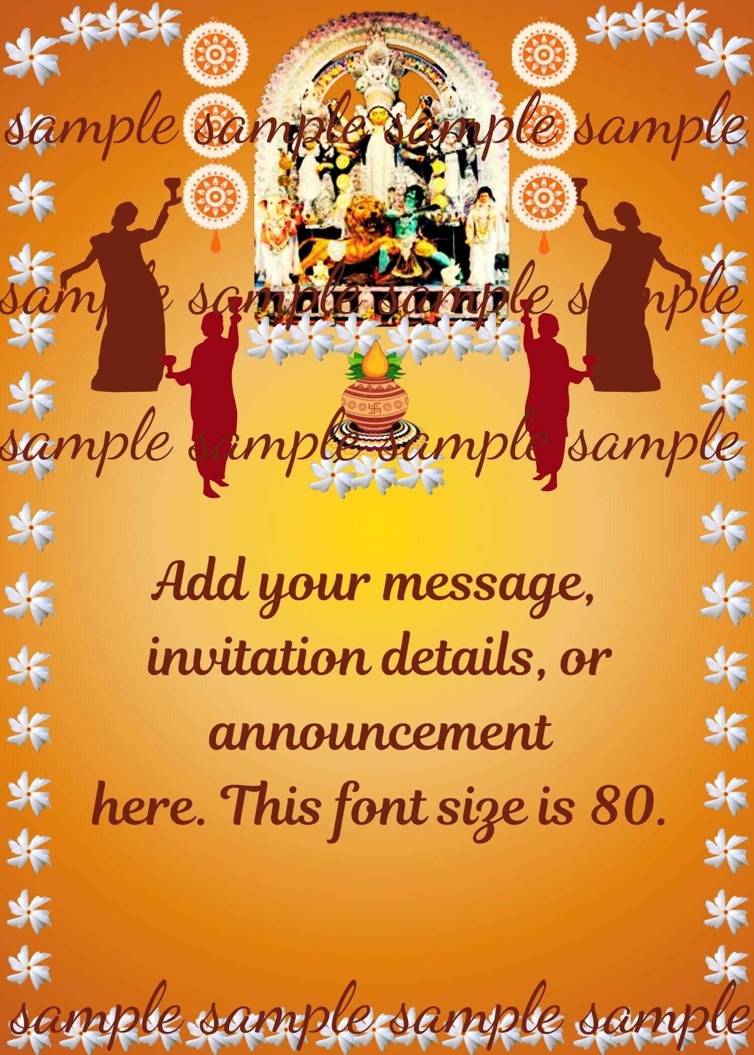 Durga Puja Announcement Invitation. Virtual Invitations With - Etsy