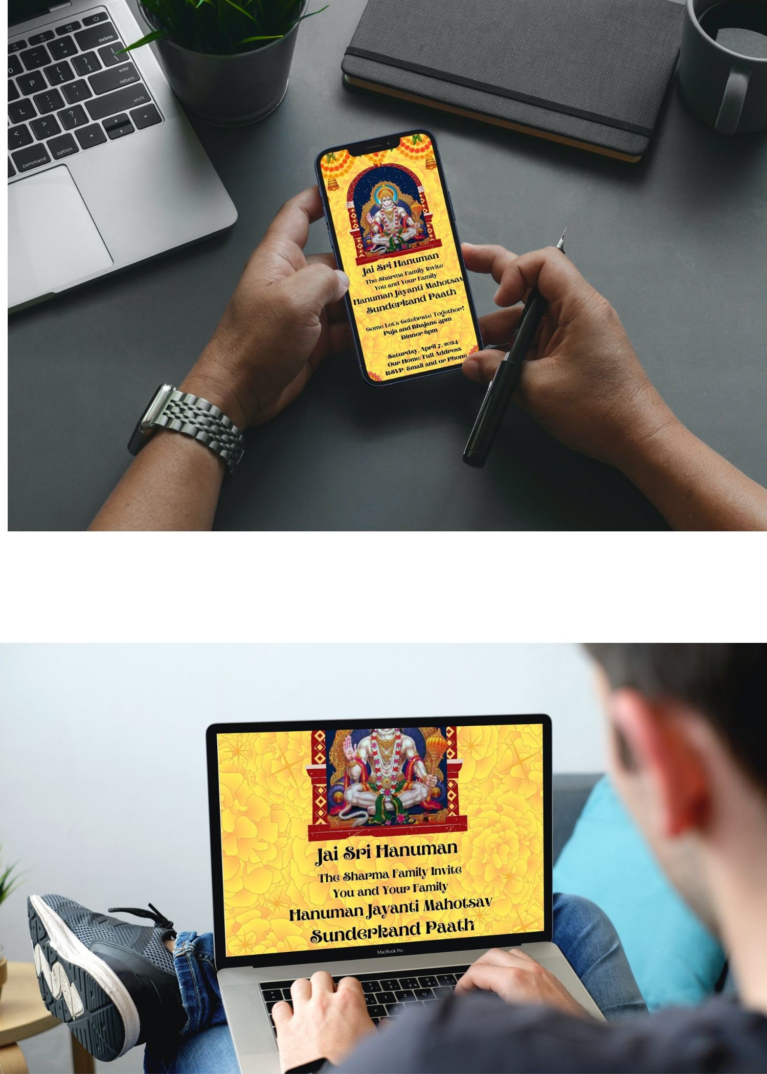 Hanuman Sunderkand Path Virtual and Video Invitation With Music ...