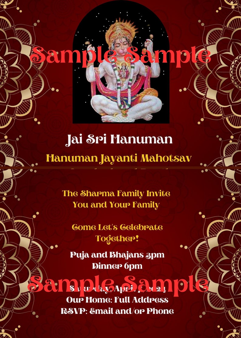 Hanuman Chalisa, Sunderkand Path Virtual Invitation. Easy to Edit ...