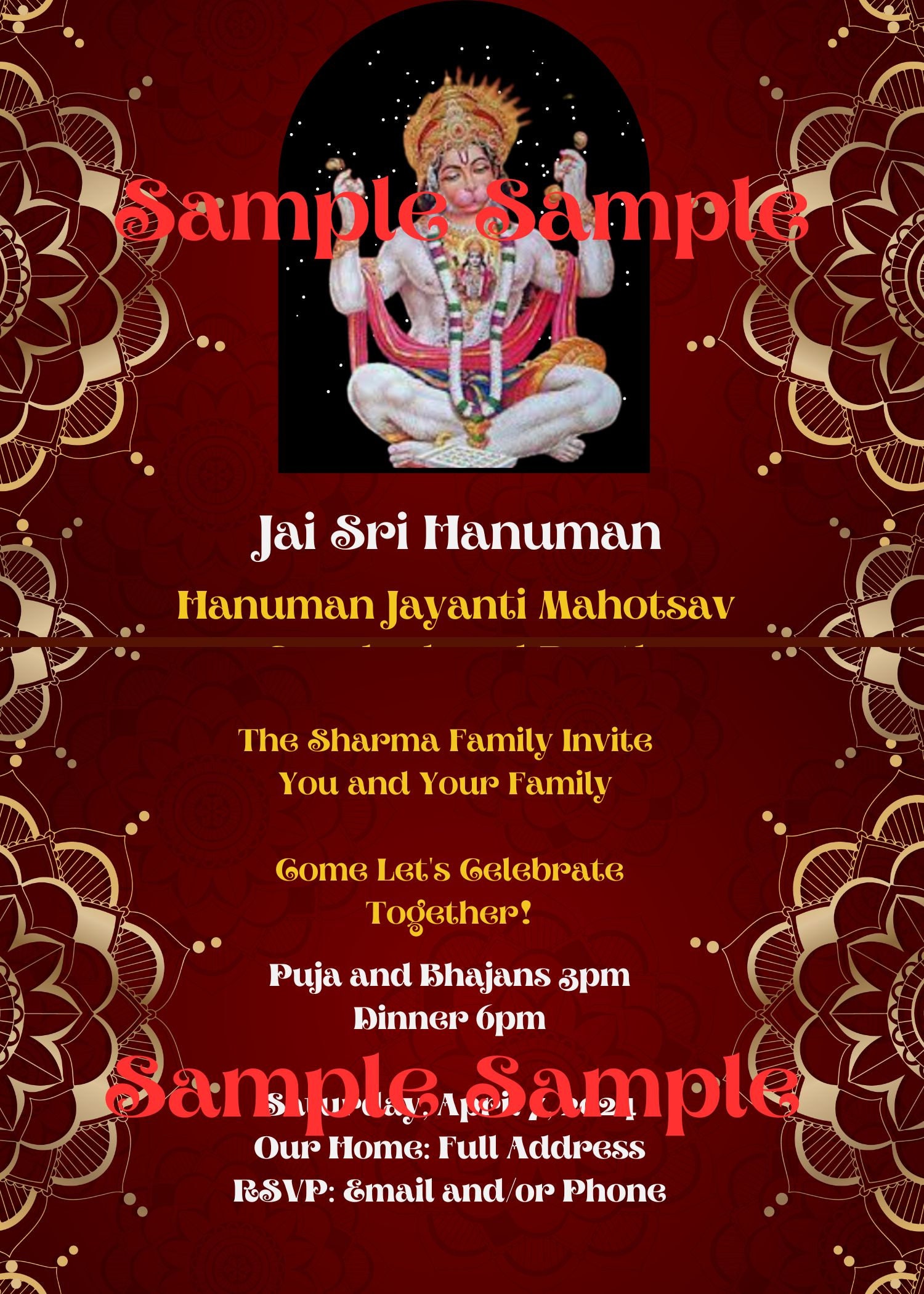 Hanuman Chalisa, Sunderkand Path Virtual Invitation. Easy to Edit ...