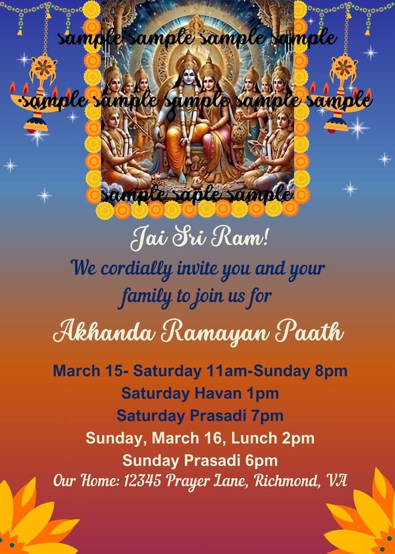 Ramayan Path Animated/video/virtual Invitation. Puja Ceremony Printable ...