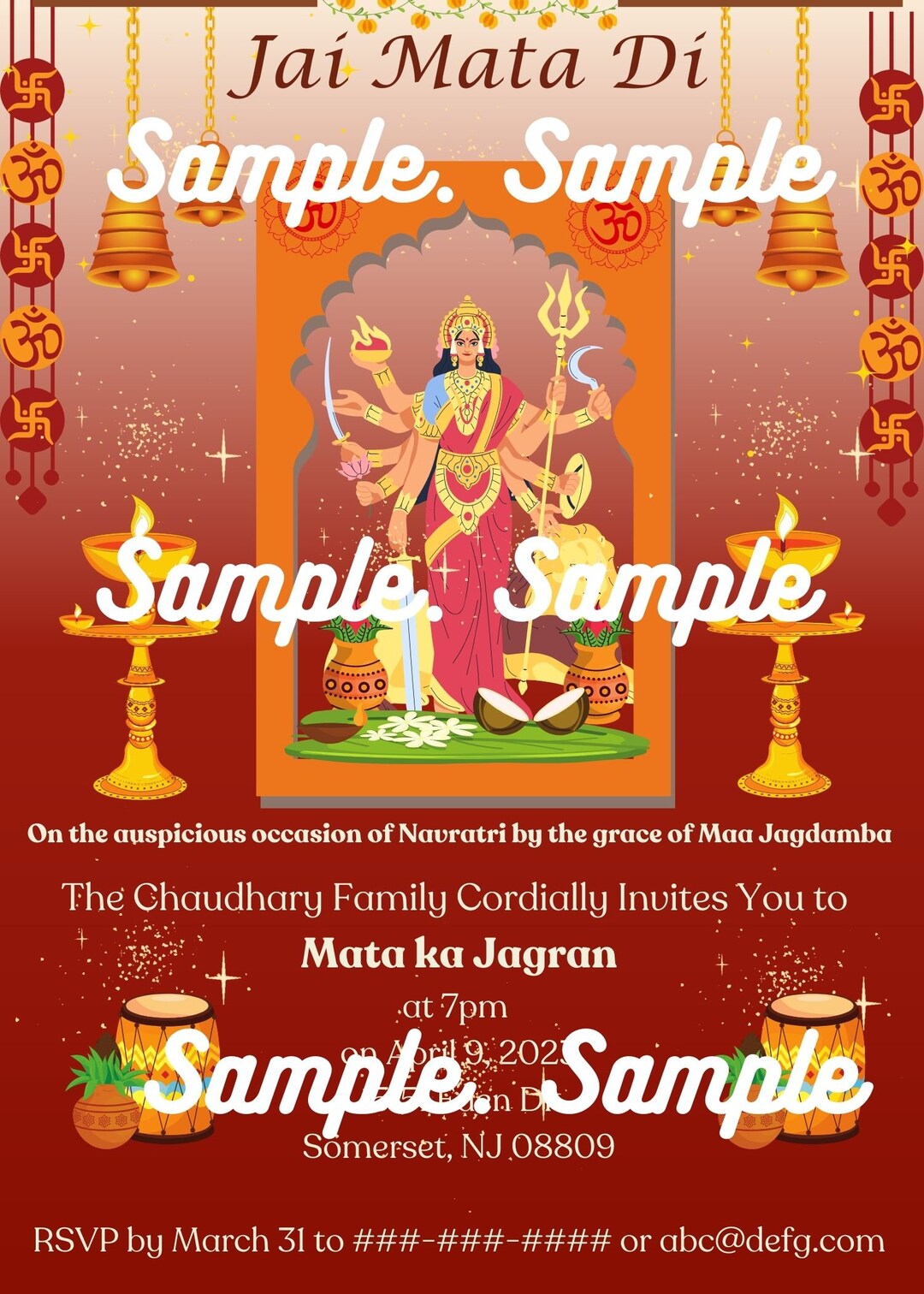 Durga Mata Jagran Video With Music and Virtual Invitation. Easy Editing ...