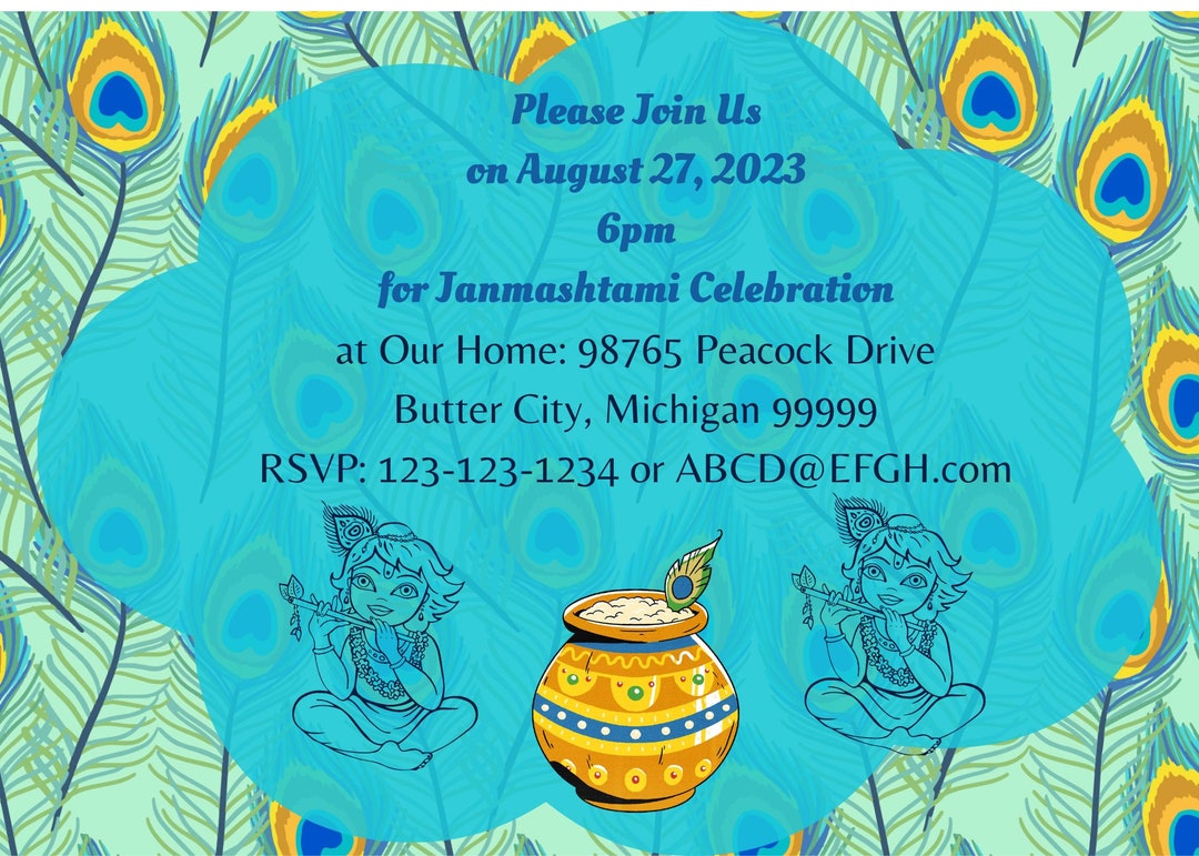 Janmashtami Krishna Invitation Announcement. Virtual and Printable ...