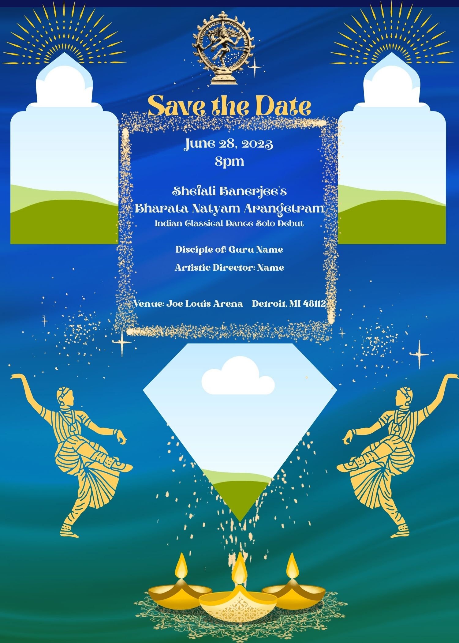 Indian Classical Dance Debut Arangetram Bundle. Editable Templates for ...