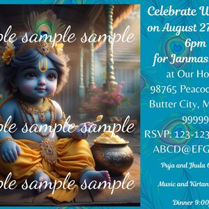 Krishna Virtual Invitation for Birthday, Rice Ceremony, Puja ...
