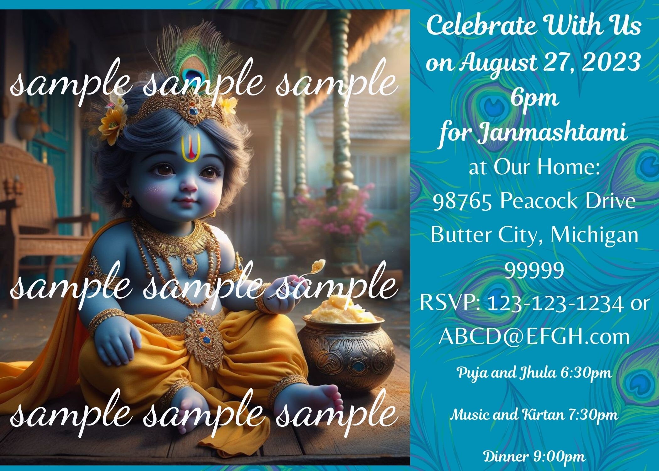 Krishna Virtual Invitation for Birthday, Rice Ceremony, Puja ...