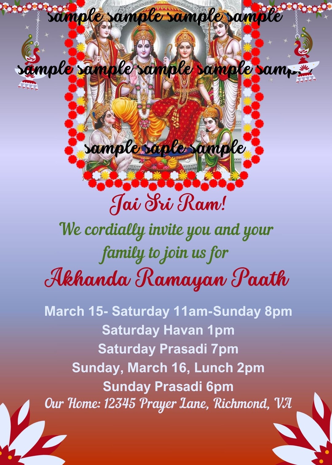 Ramayan Paath Animated/video/virtual Invitation. Puja Ceremony ...