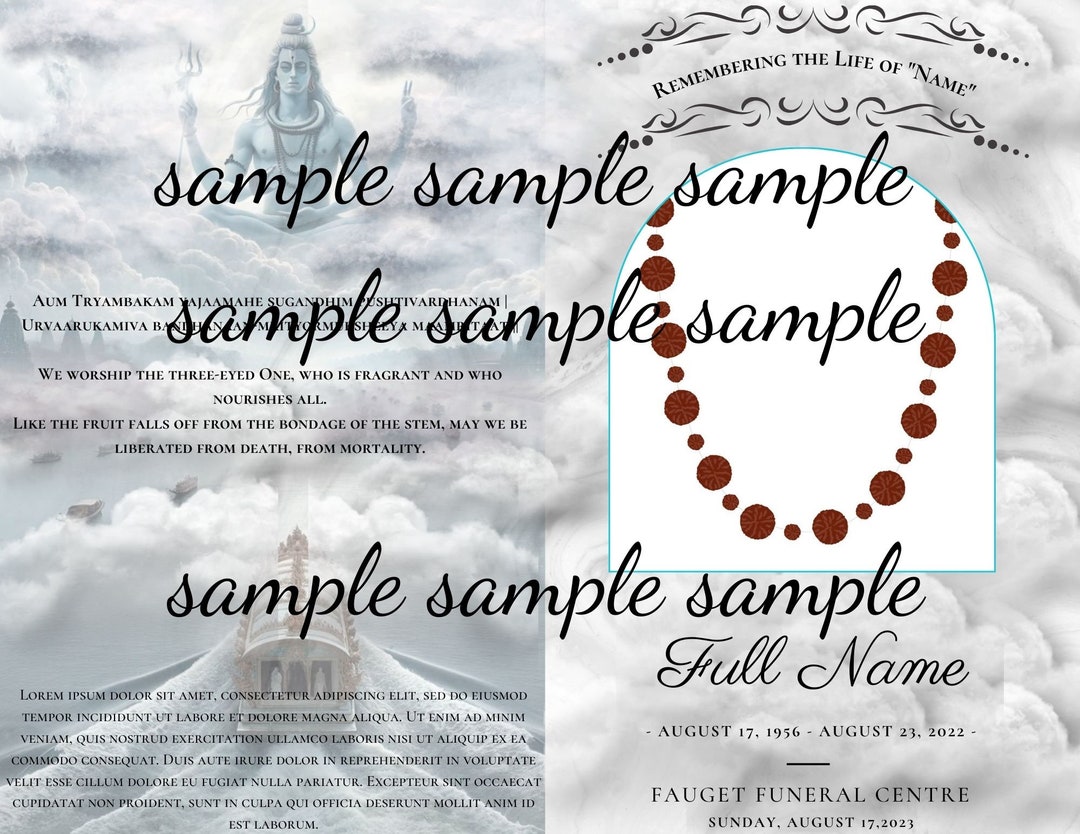 Hindu Funeral Program Bifold Shiva Theme. Easy Editable Canva Template ...