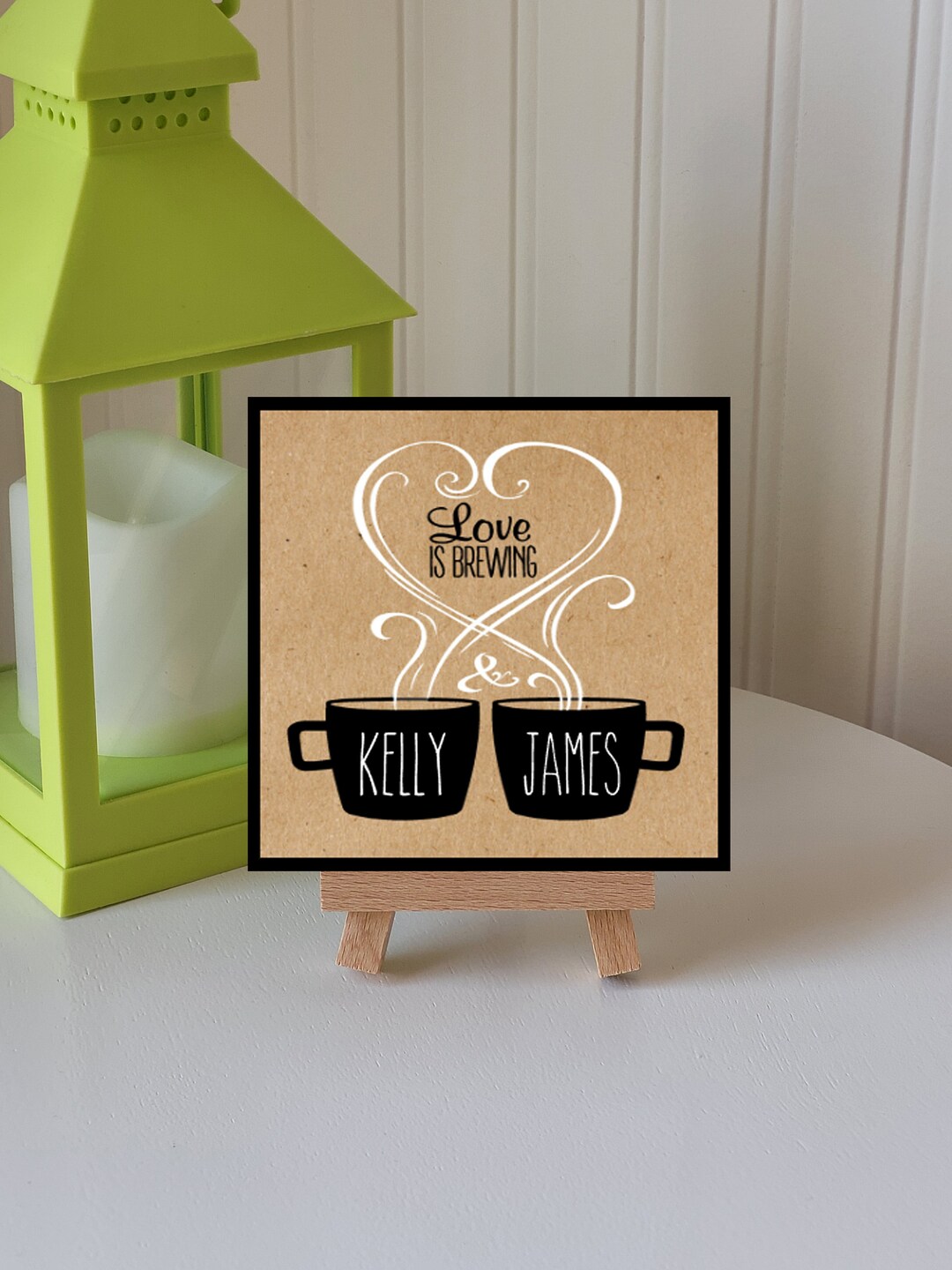 Personalized Love is Brewing Sign, Coffee Bar Sign, Coffee Lover's Gift ...