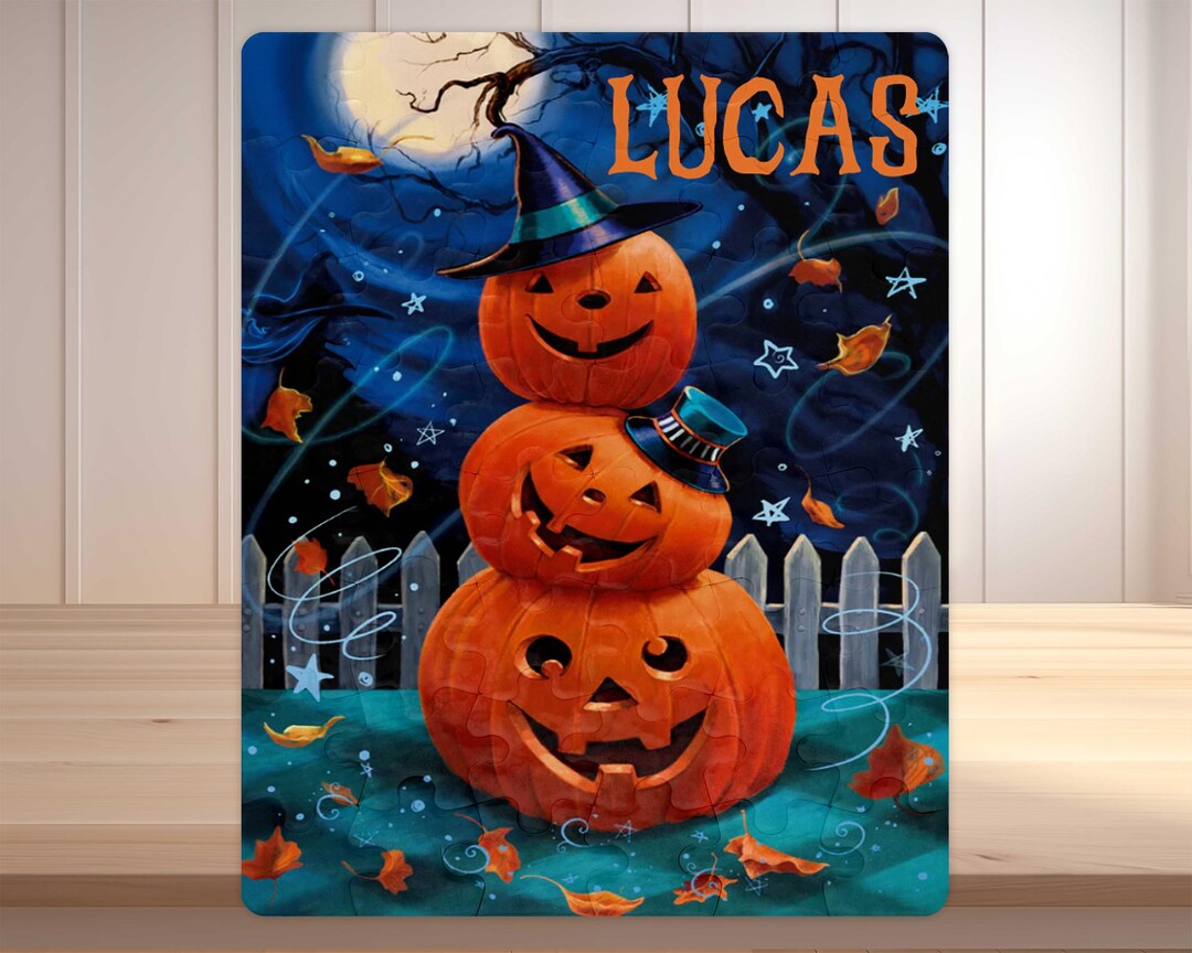 Personalized Halloween Puzzle, Pumpkin Puzzle, Halloween Gift, Kids ...