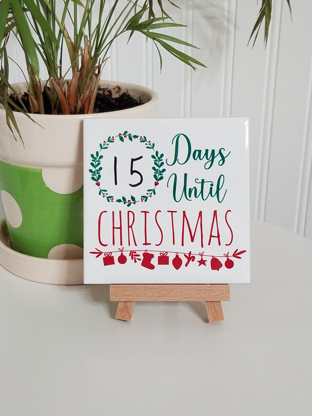 Countdown Sign, Ceramic Tile Sign, Rustic Christmas Countdown ...