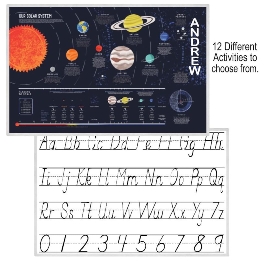 Personalized Solar System Placemat, Educational Placemat, Activity ...