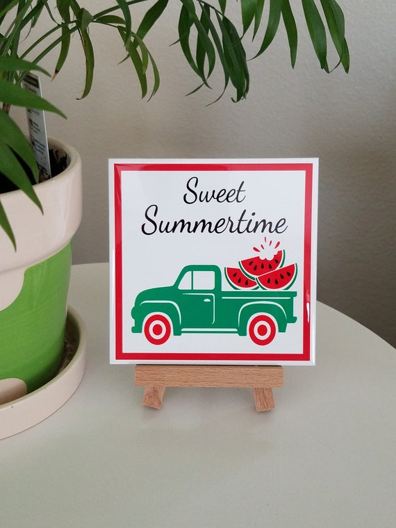 Sweet Summertime Sign Watermelon Truck Sign Ceramic Tile - Etsy