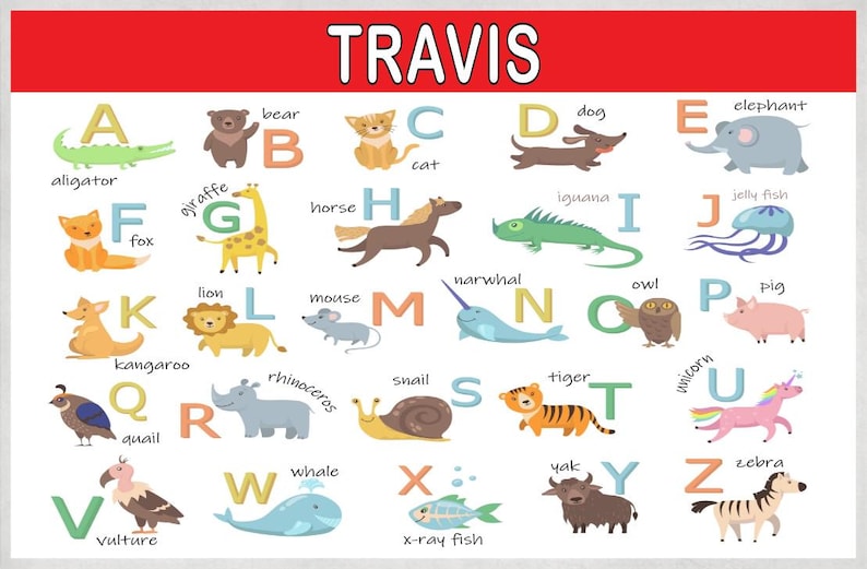 Animal Alphabet Placemat for Kids, Kids Activity Placemat, Personalized ...