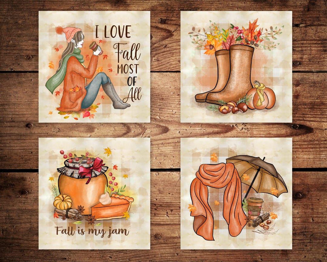 I Love Fall Most of All Coasters, Fall Coasters, Autumn Coasters ...
