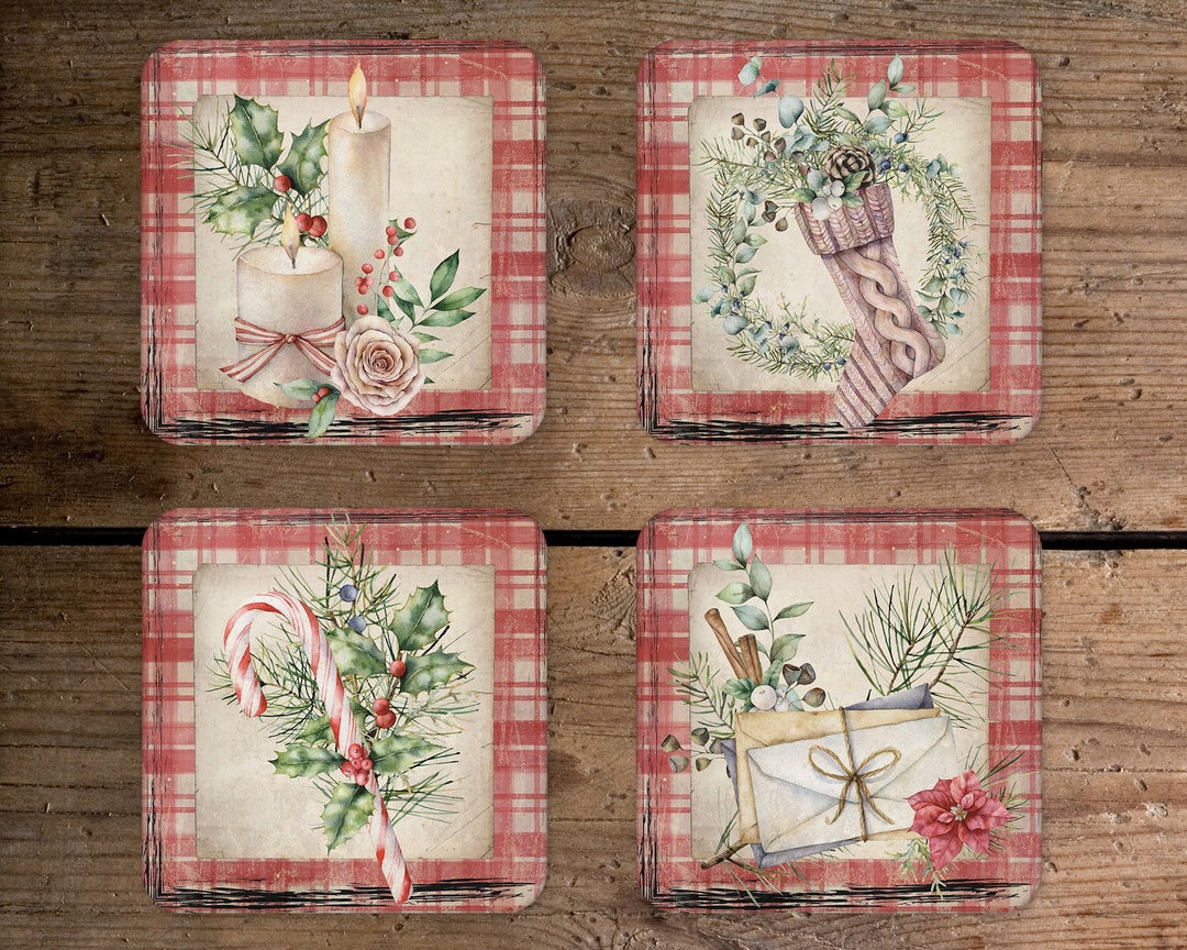 Farmhouse Coasters, Christmas Coasters, Christmas Decor, Farmhouse ...