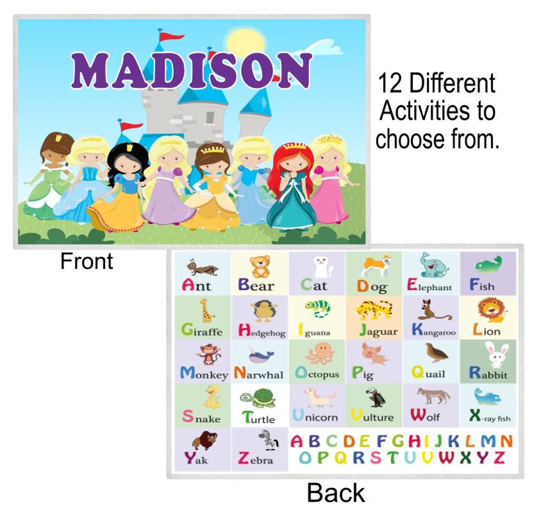 Personalized Princess Placemat for Kids, Name Placemat, Toddler ...