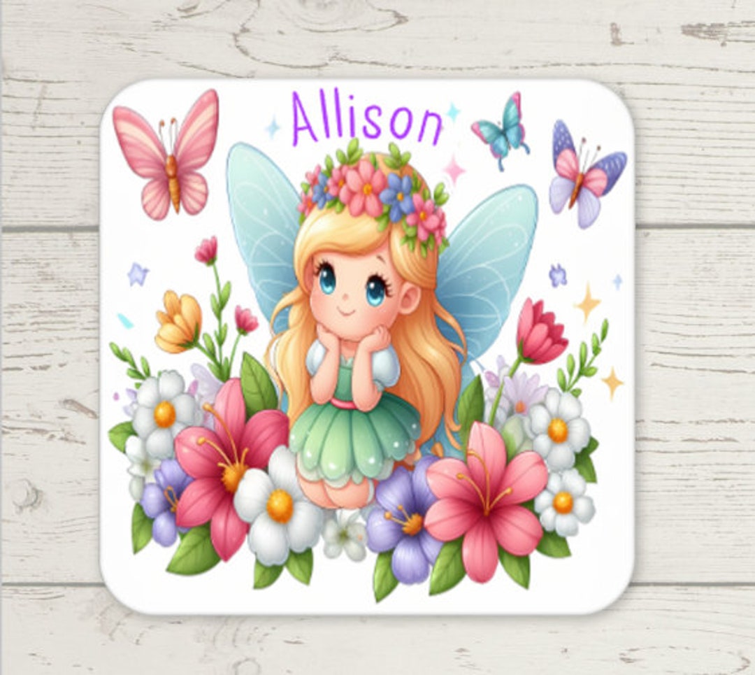 Personalized Fairy Coaster, Spring Coaster, Gift for Children, Gift for ...