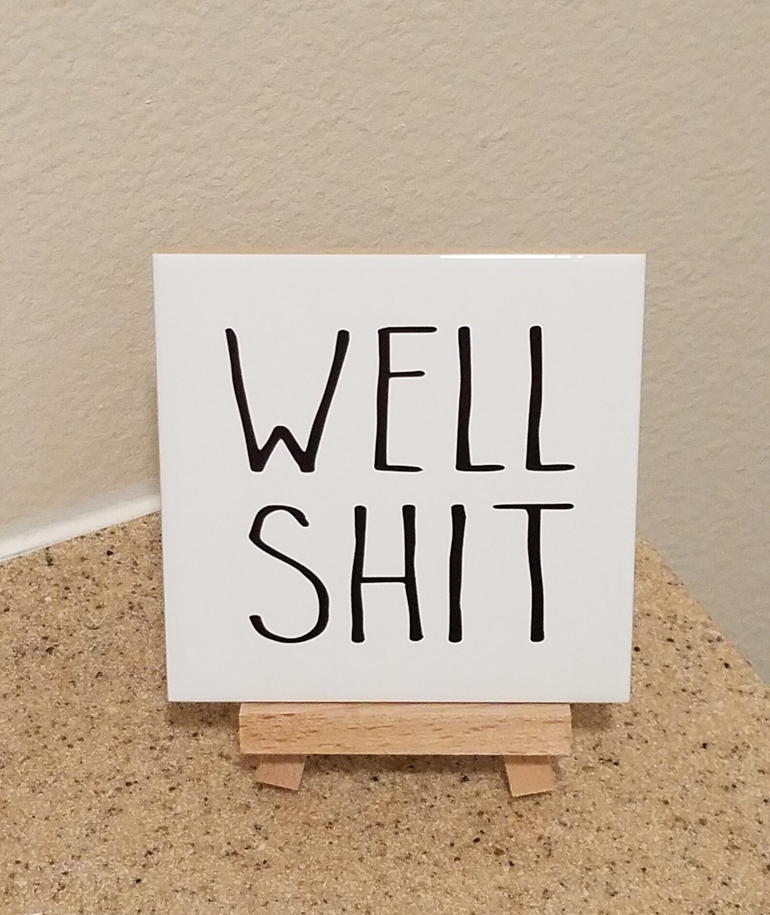 Well Shit Bathroom Ceramic Tile Sign, Rae Dunn Inspired, Funny Bathroom ...