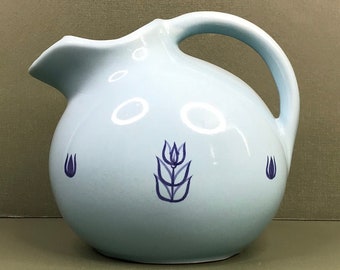 Vintage Cronin/cameron USA Pottery Blue Tulip Ball Pitcher W/ - Etsy