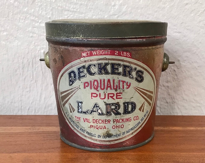 Vintage Decker's Lard Bucket W/ Handle and Lid - Etsy