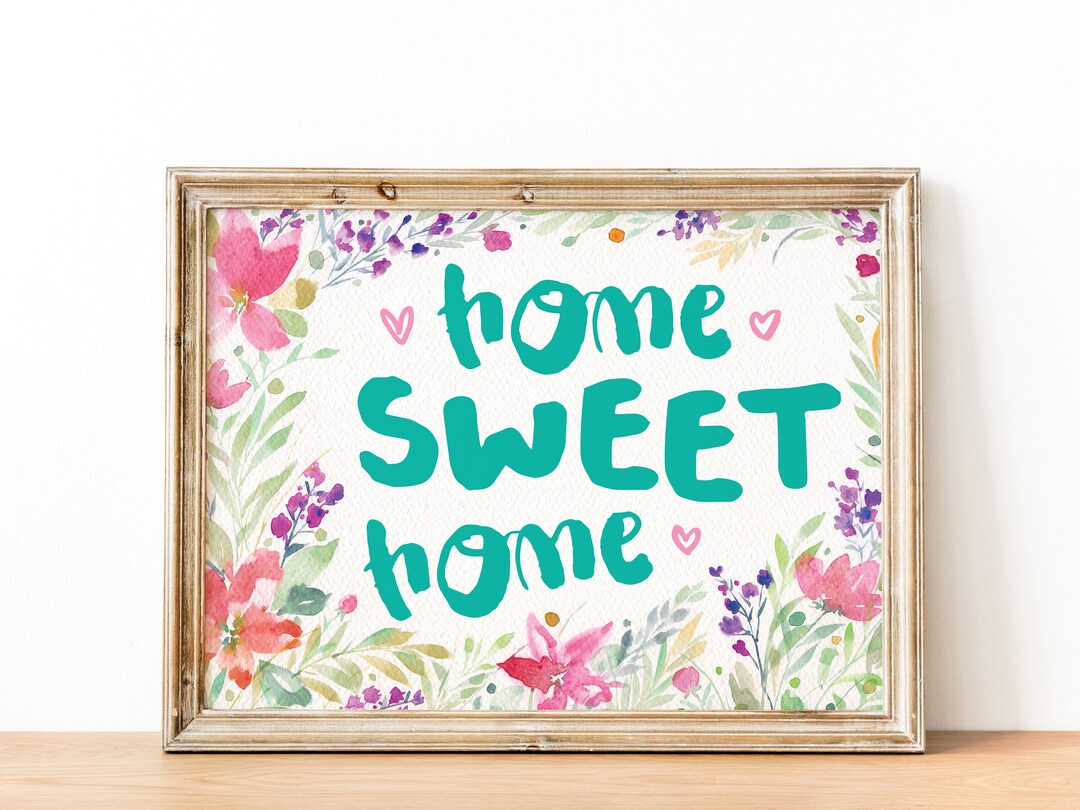 Home Sweet Home Cute Printable Watercolour Art - Etsy