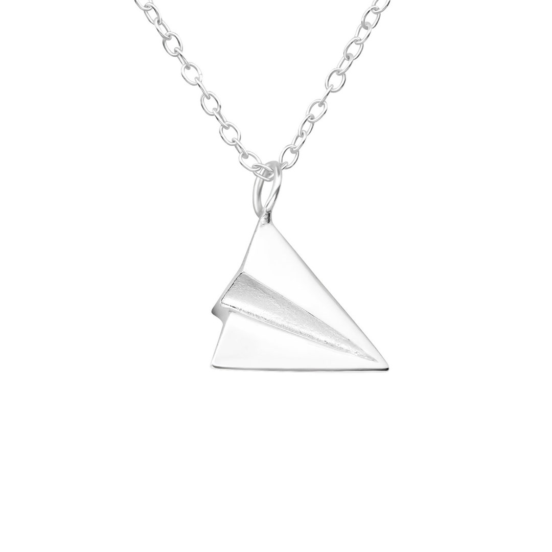 Paper Plane Necklace | Dainty Sterling Silver Airplane Pendant ...