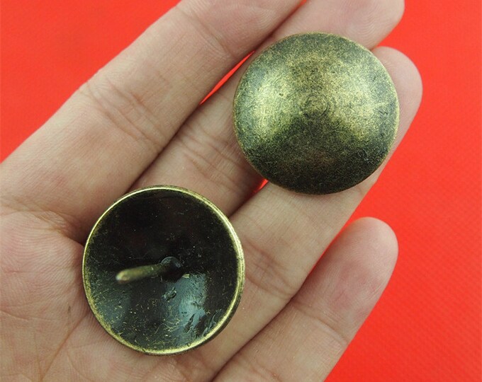 20 Pcs 19mmx20mm Red Brass Color Round Upholstery Decorative Nails ...