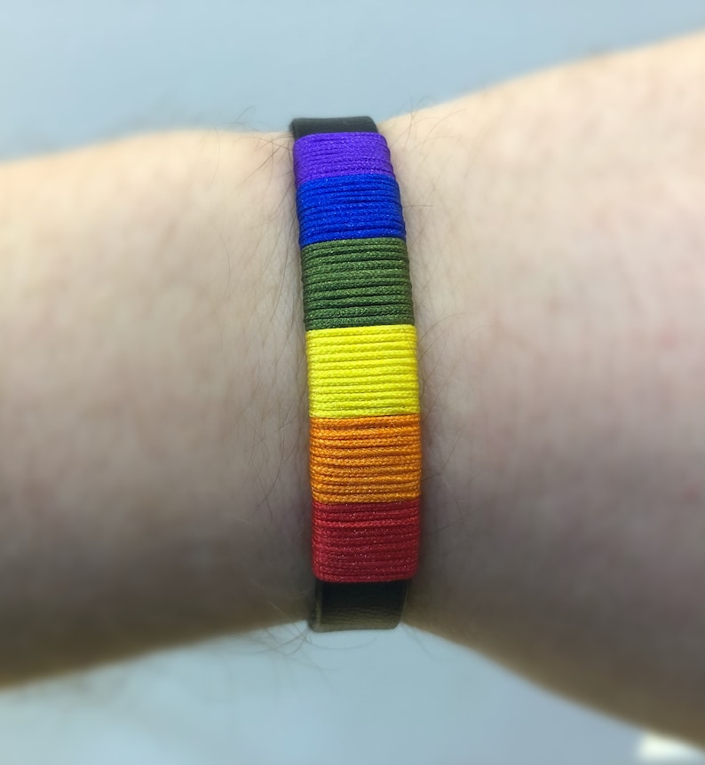 Pride Bracelet Rainbow Flag LGBT Unisex Black Leather Bracelet - Etsy