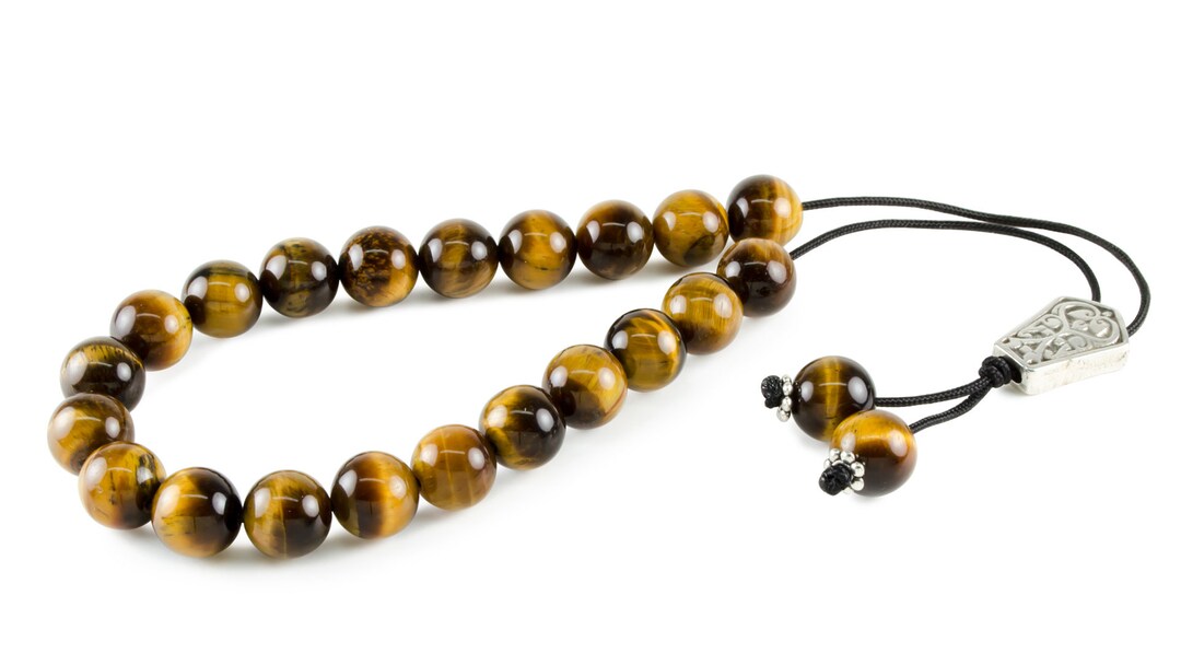 Tiger's Eye Gemstone Greek Worry Beads Komboloi: Anti-stress Anxiety ...
