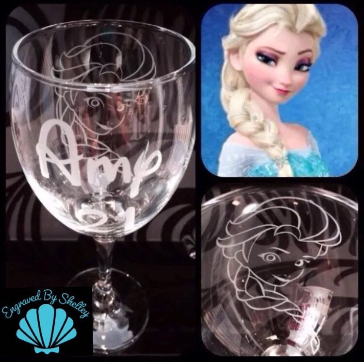 Personalised Disney Olaf Wine Glass With Free Name Engraved In | Etsy